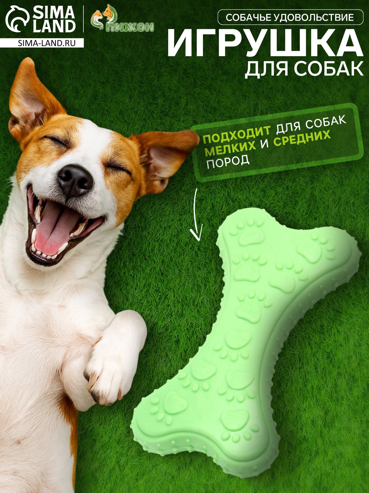 Жевательная игрушка для собак «Собачье удовольствие», 10.5 см, TPR, зелёная