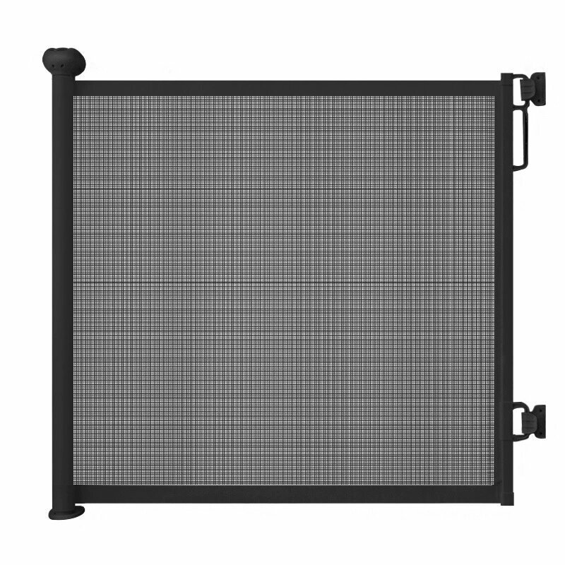 Раздвижной барьер для детей и животных, защитное ограждение для лестниц и дверей, сетка для балкона, безопасное ограждение для домашних животных Черный 140*86см