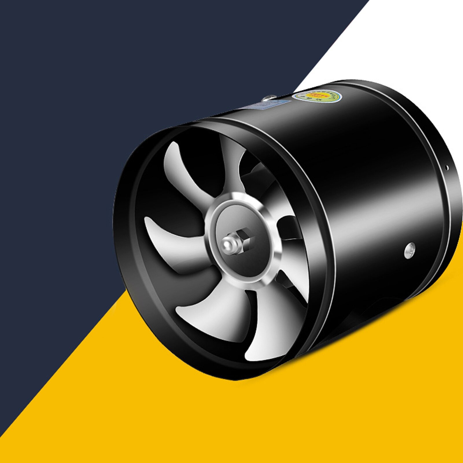 Канальный вентилятор Мощная вентиляция Высокоскоростной двигатель с медной проволокой Металлический круглый вытяжной вентилятор для кухни Ванная комната Подвал Черный 8 дюймов 150x200 мм / 5,9x7,9 дюйма