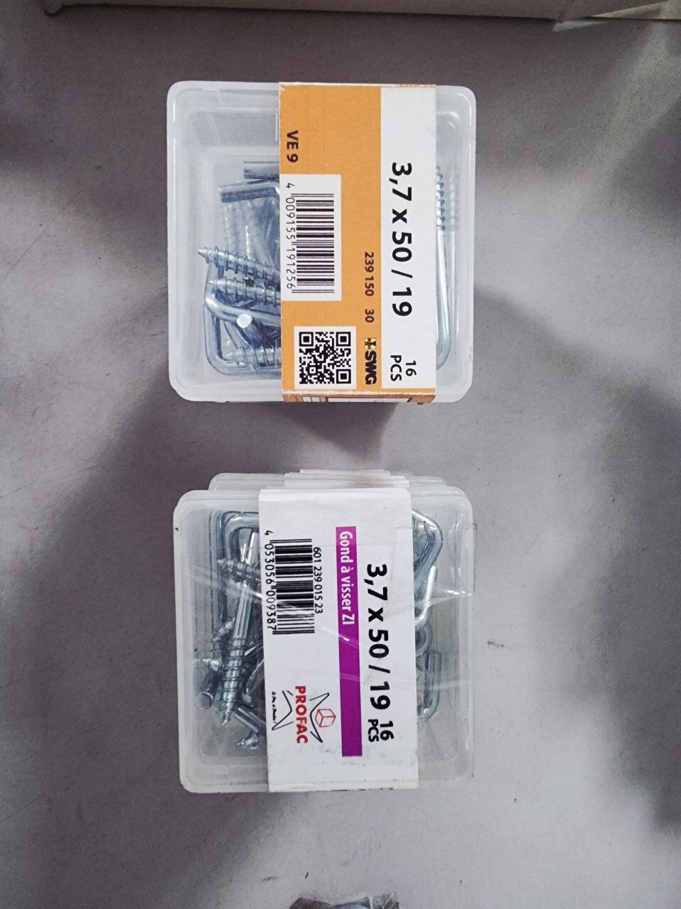 Шуруп крюк-костыль крепежный 3,7*50/19 (16 шт-1упк*4 упк) SWG, Германия