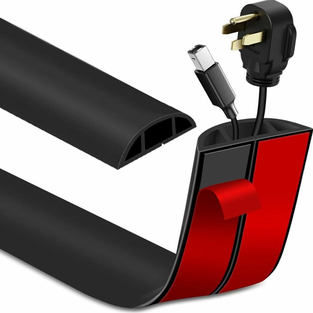 Гибкий кабель из ПВХ длиной 1 м, для поверхностного монтажа в автономном режиме, самоклеящийся защитный рукав сетевого кабеля с открытым проводом-черный