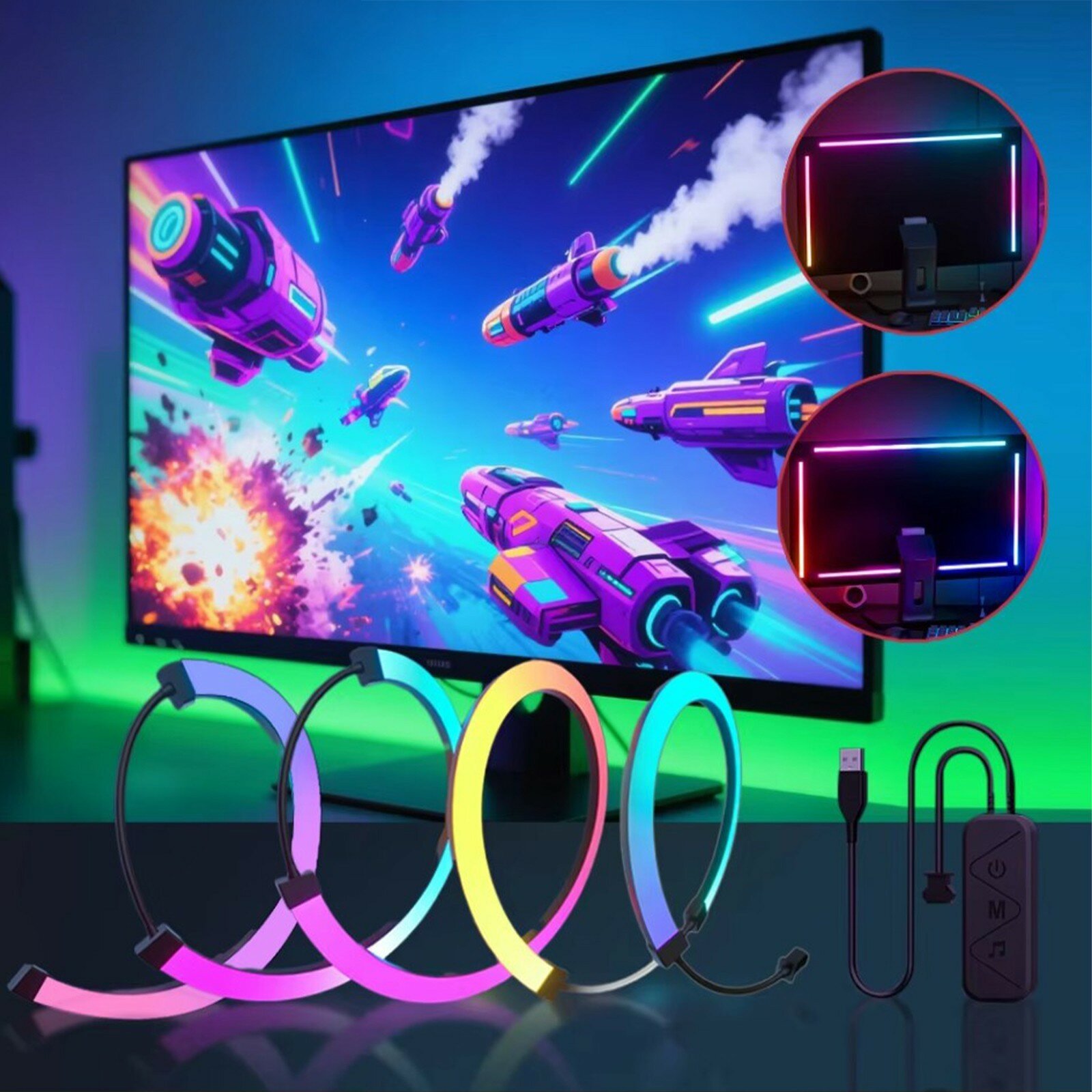 3 полосы светодиодная лента адаптивная подсветка для монитора 32" AmbiLight Robobloq