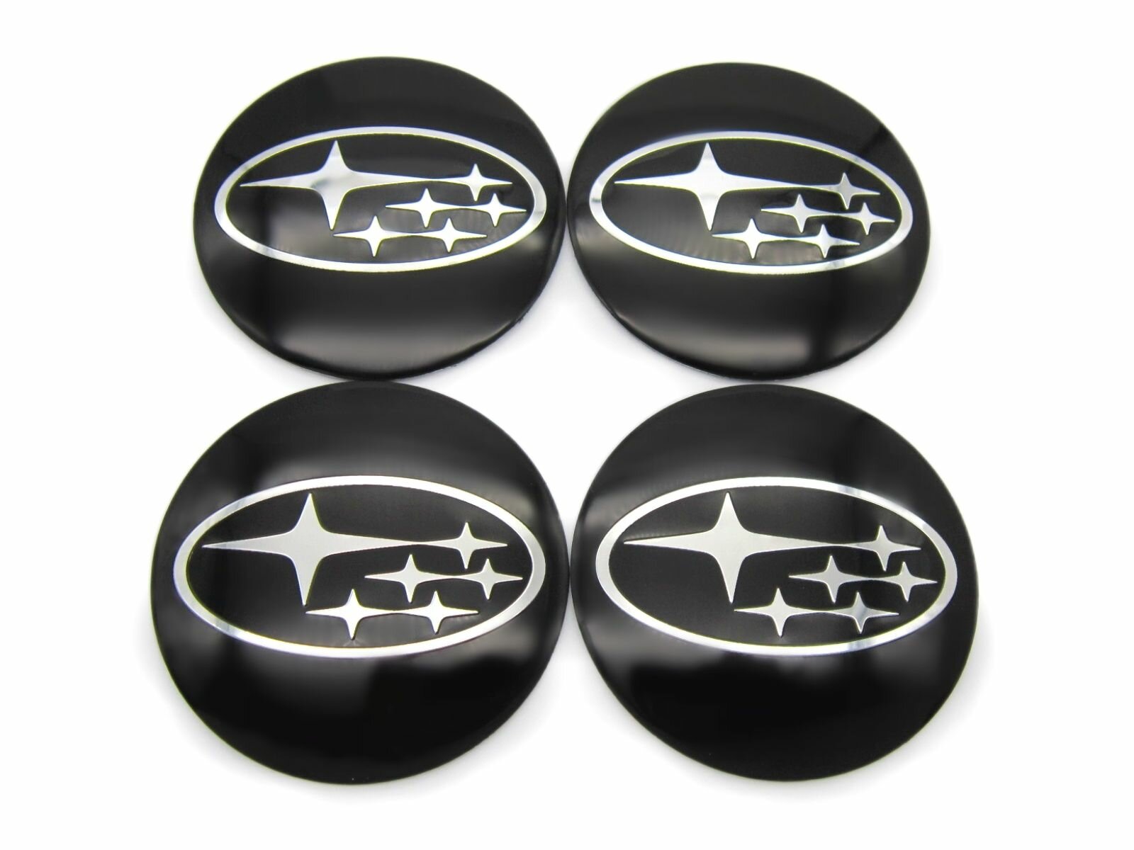 Наклейки на колесные диски Subaru full black D-54 mm