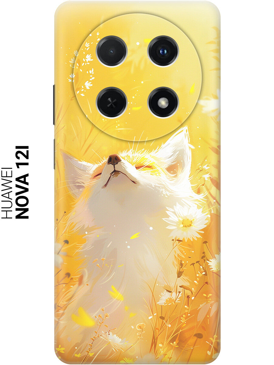 Силиконовый чехол на Huawei nova 12i с принтом "Лиса в цветах"