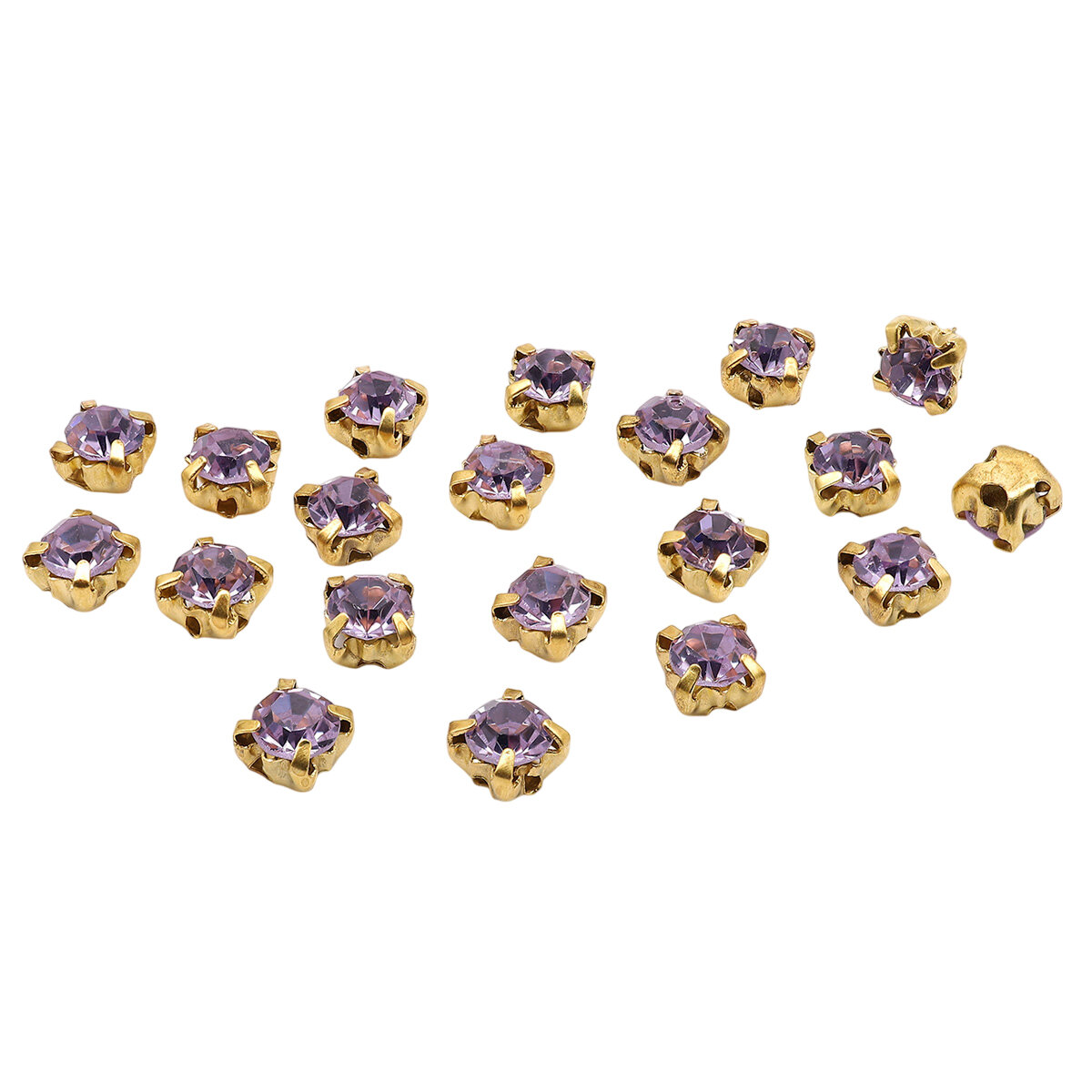 Хрустальные стразы в цапах круглые (золото), Astra&Craft, сиреневый, 4х4 мм, 20 шт