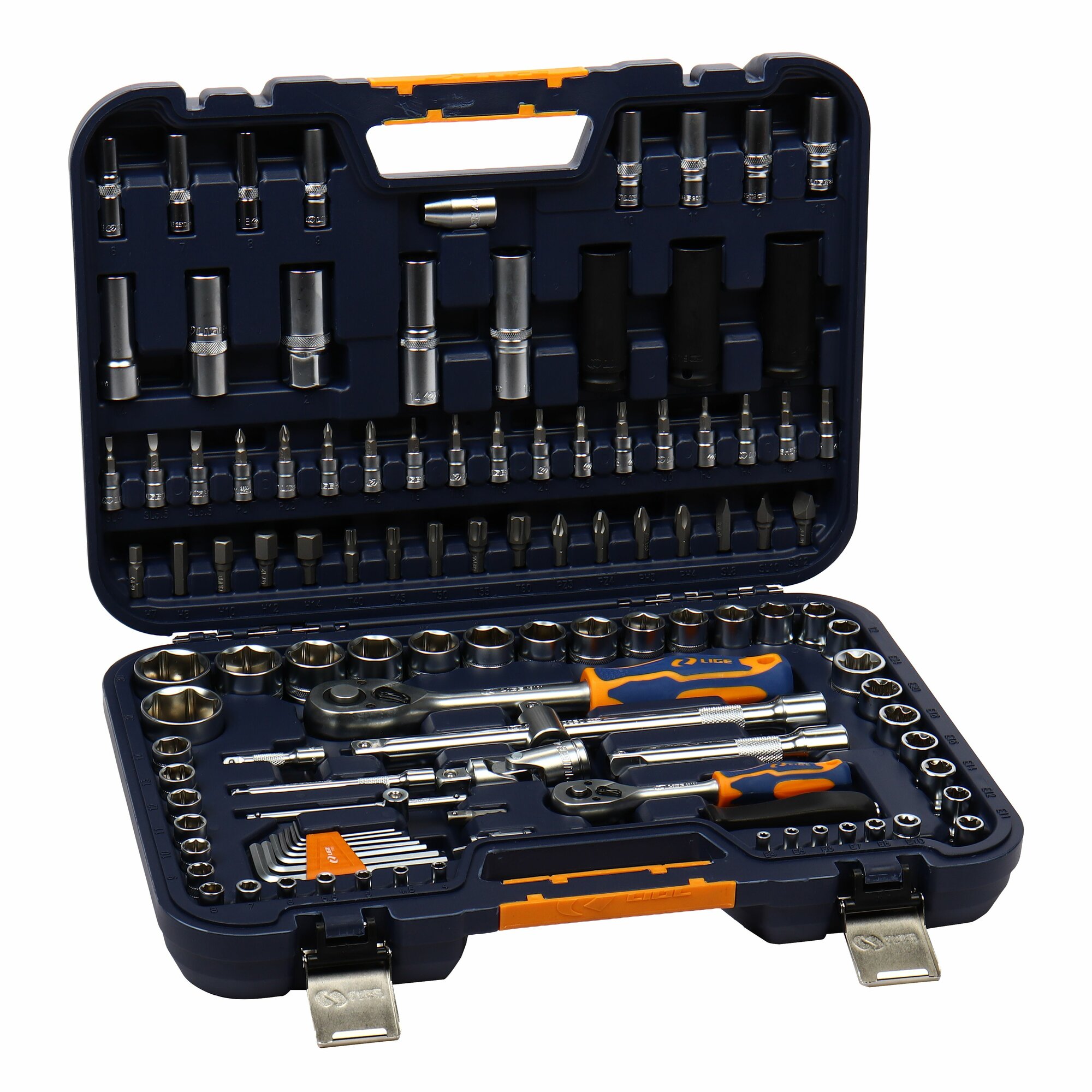 Набор торцевых головок 1/2"&1/4" 6-гранный 112пр, в кейсе LG-S1112 LIGE