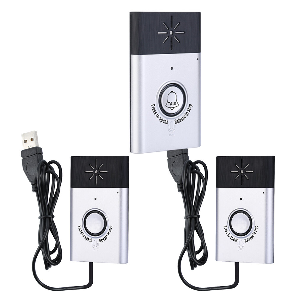 Беспроводной голосовой домофон Дверной звонок 2-полосный переговорный монитор, с 1 кнопкой наружного блока 2 приемником внутреннего блока, серебристый-MAI