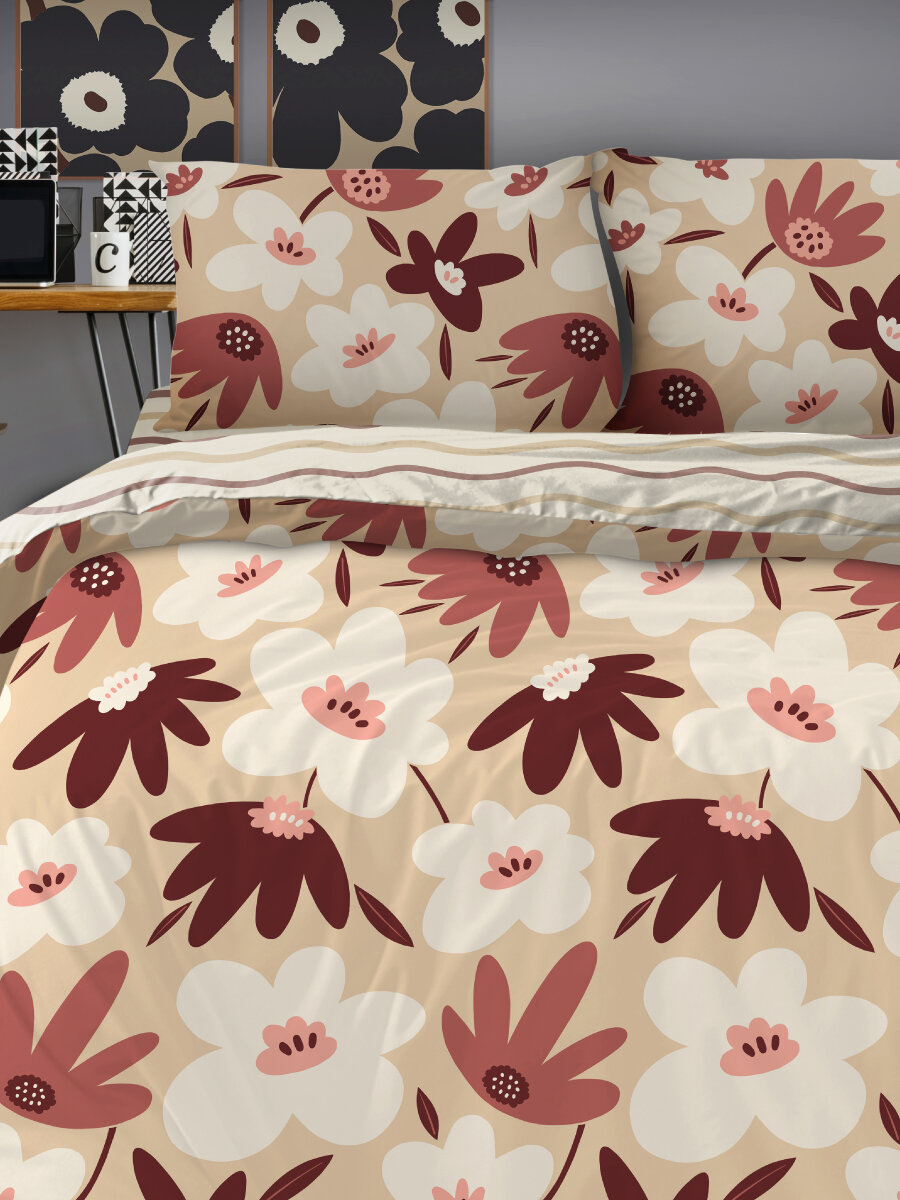 Постельное белье Uniqcute 1,5-спальное, Поплин, наволочки 50х70 см, Осенний джаз