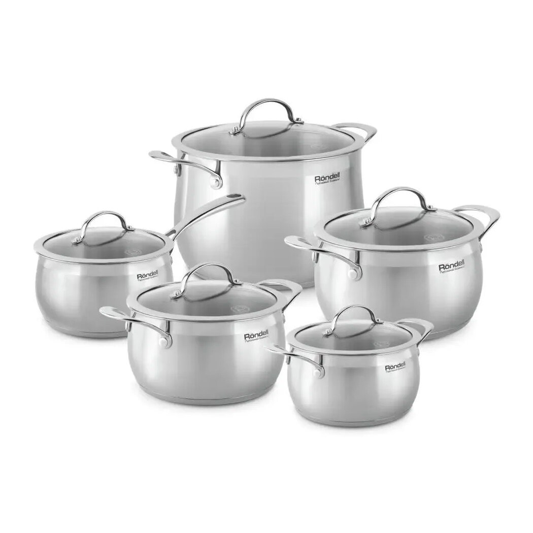 Набор посуды Rondell Admiring RDS-1305, 10 предметов, нержавеющая сталь