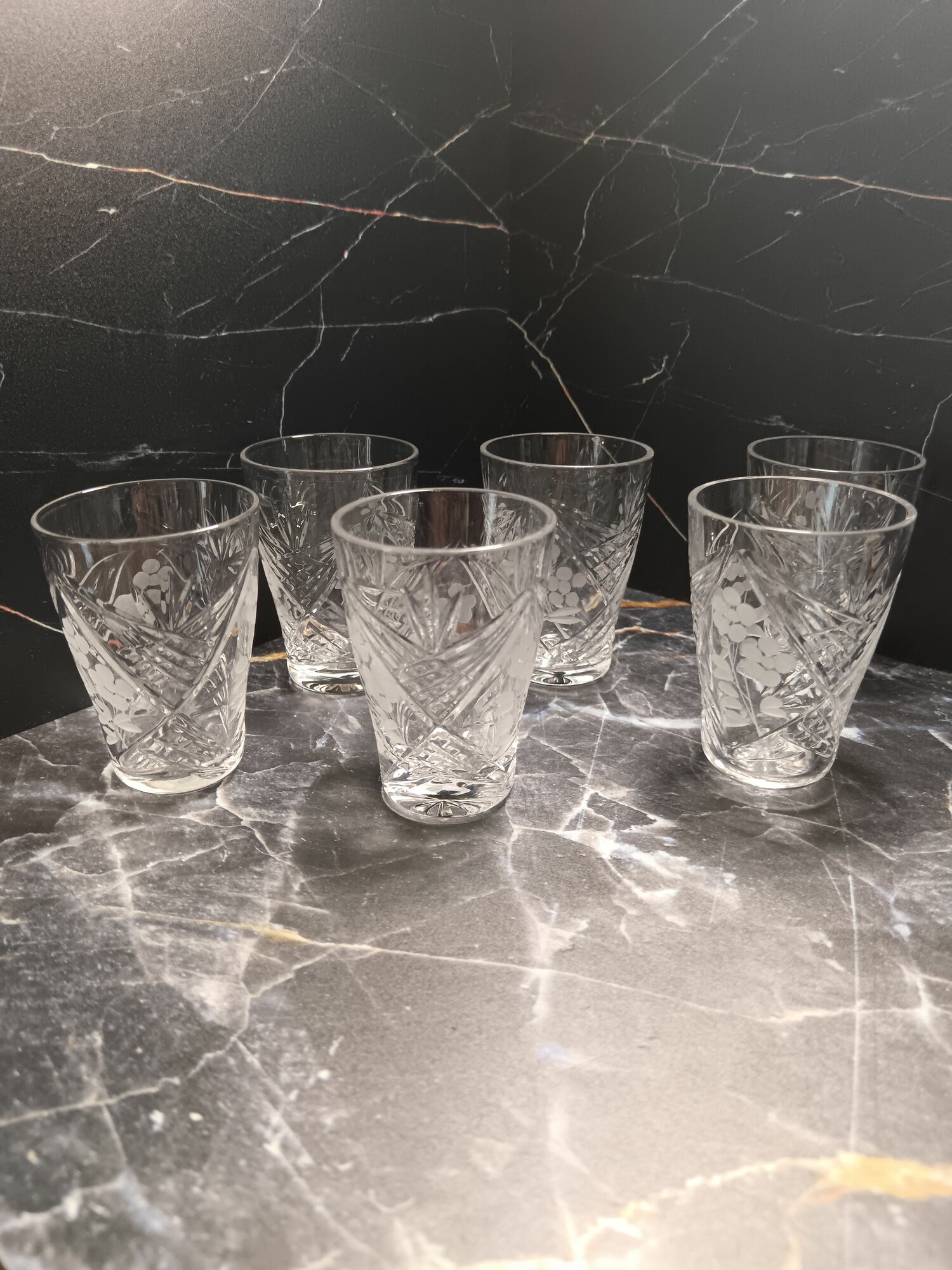 Хрустальные стопки (набор), СССР, винтаж/ кол-во 6 штук