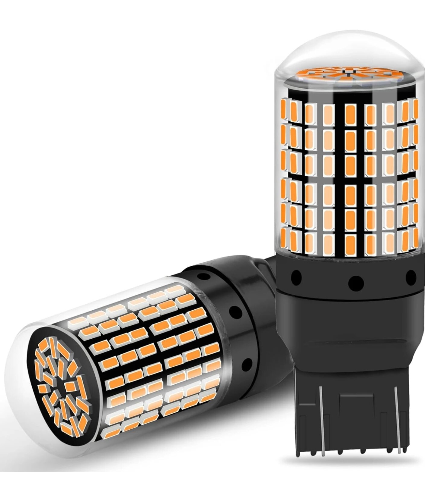 2024 Модернизированные светодиодные лампы 7440/7443 144-SMD 4400/LM 500% 7440A 7443A 992 T20 Светодиодные лампы, используемые для резервного обратного хода/заднего/торма/ 2x amber, 7443 Вт21/5Вт Т20