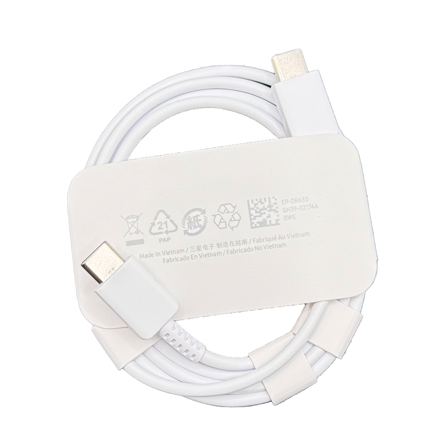 Кабель Samsung Type-C - Type C, 1 метр (100см), белый, оригинал, быстрая зарядка Quick Charge