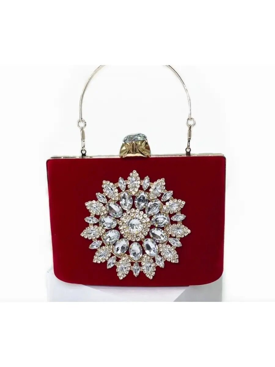 Сумка клатч со стразами замшевая