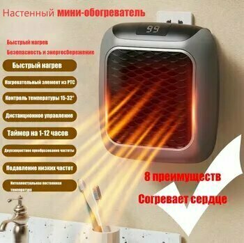 Обогреватель 800 Вт серебристый, настенный