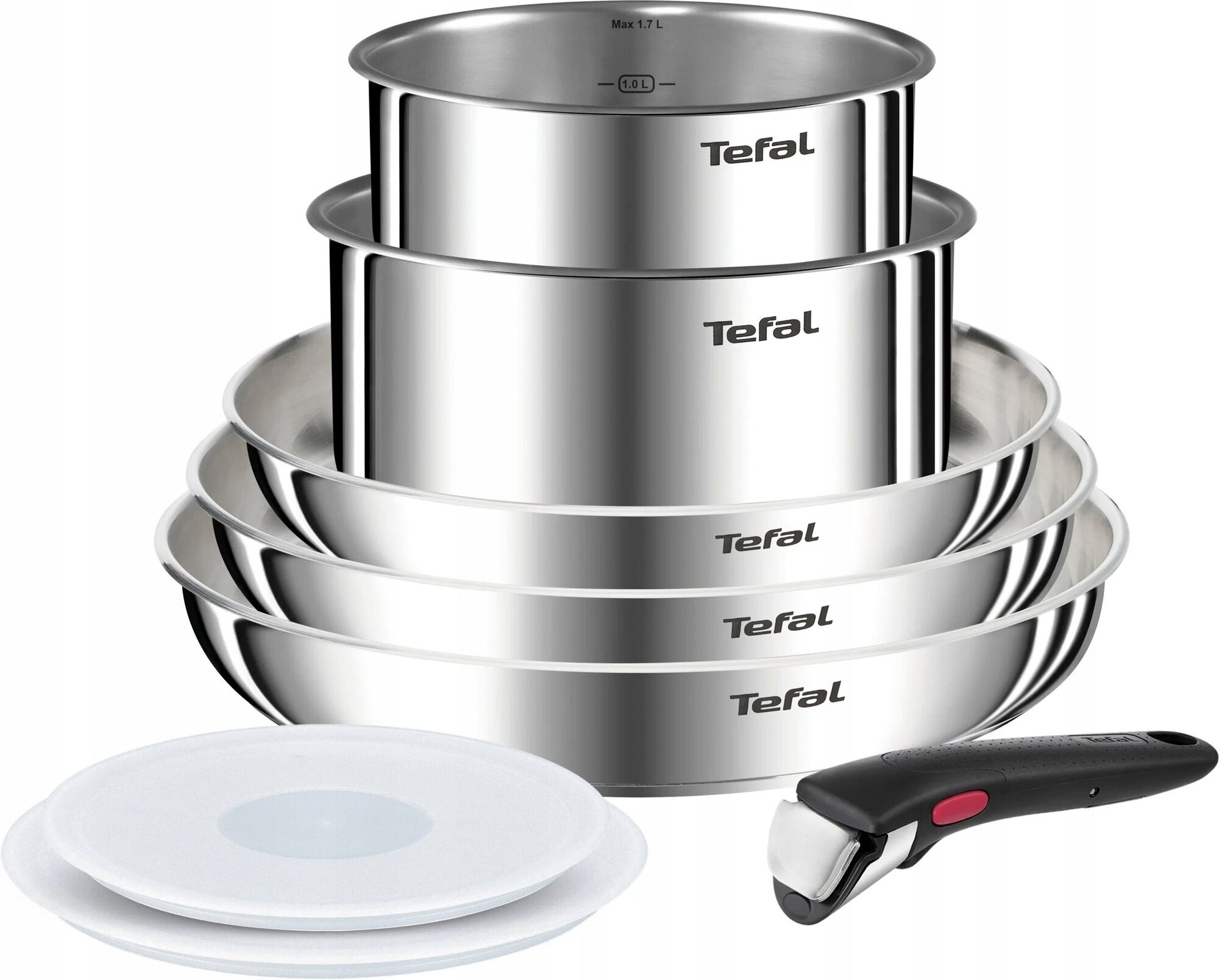 Набор из 8 кастрюль и сковородок Tefal Emotion, стальное покрытие индукция