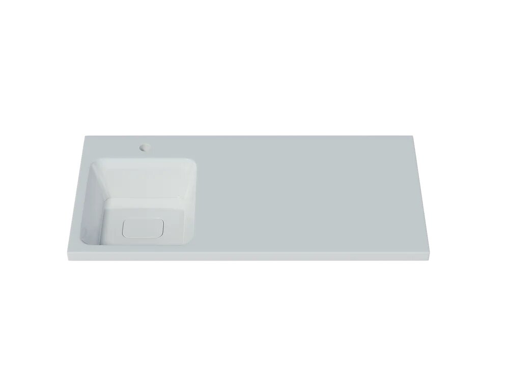 Раковина над стиральной машиной Madera Kamilla 100 L с правым крылом, белая, глянцевая, раковина для ванной из искусственного мрамора, прямоугольная