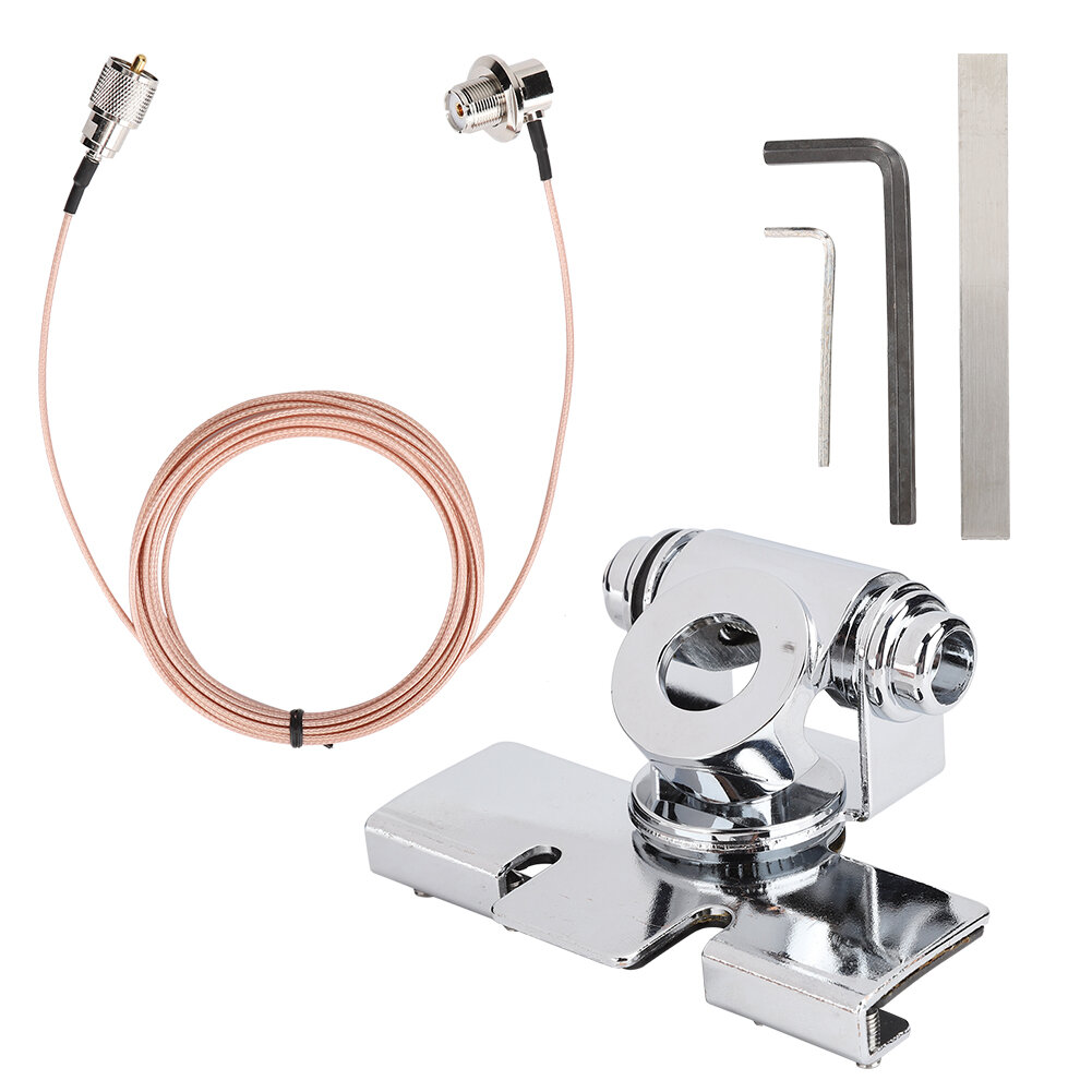 Крепление для автомобильной антенны RB-400 с боковым зажимом, фидером 5 м и комплектом аксессуаров для автомобильной радиостанции, черного цвета