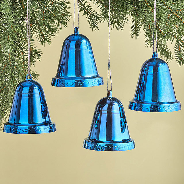 Елочная игрушка Колокольчик Xmas Peal 10 см синий, 4 шт, Winter Deco, 4060165