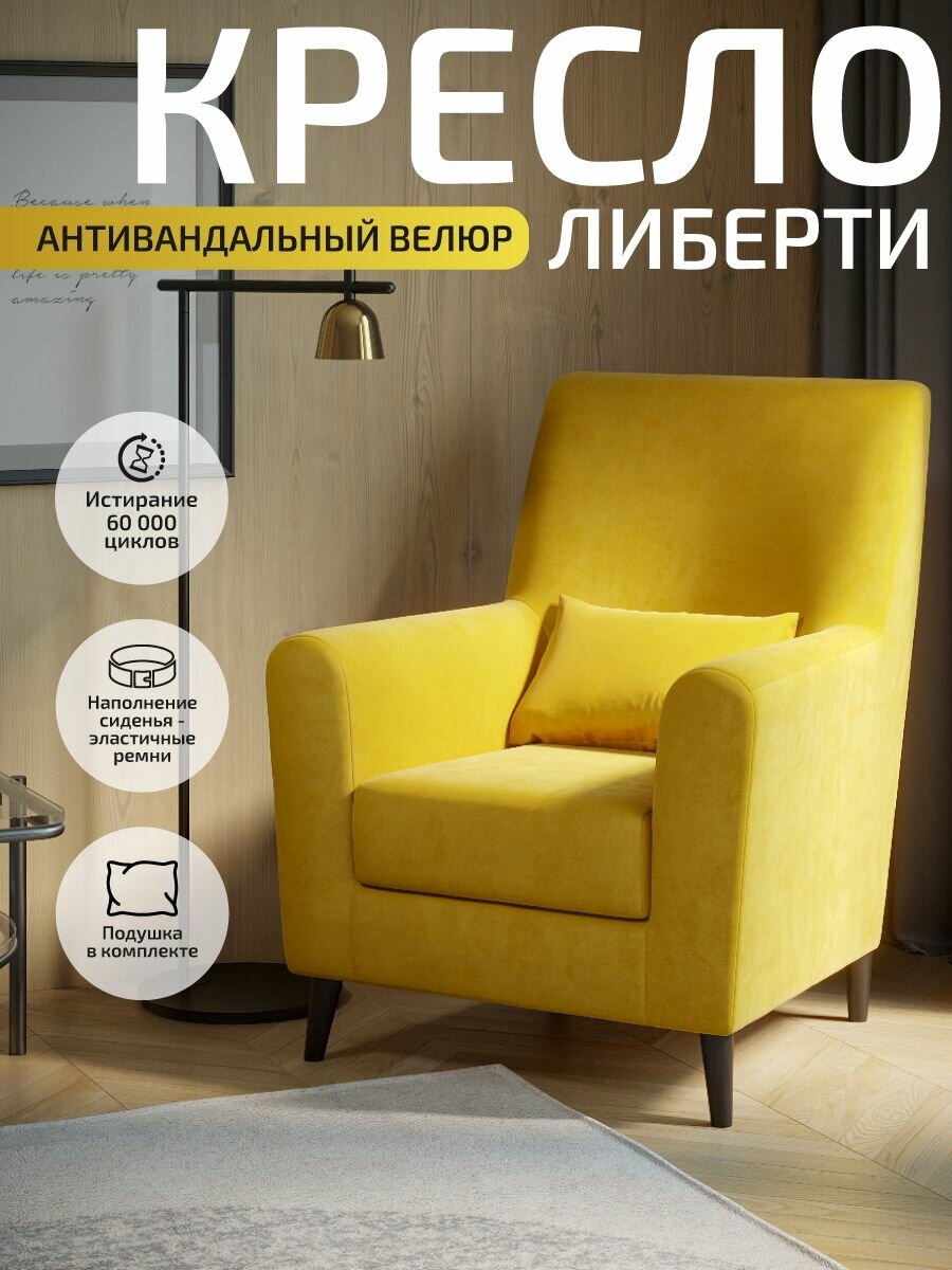 Кресло мягкое для дома и отдыха, в гостиную велюр Gala