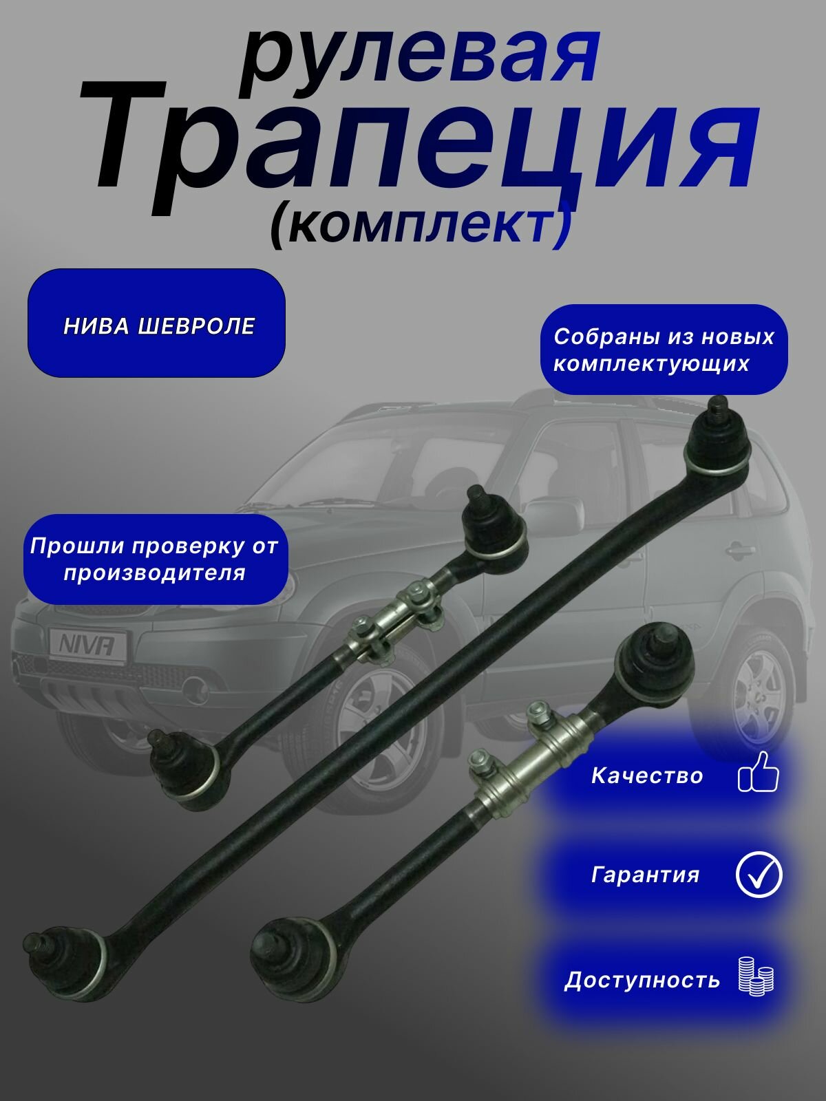 Рулевая трапеция ВАЗ 2123 - Chevrolet Niva - Niva Trevel. Рулевые наконечники ВАЗ 2123 Комплект рулевых тяг Нива Тревел