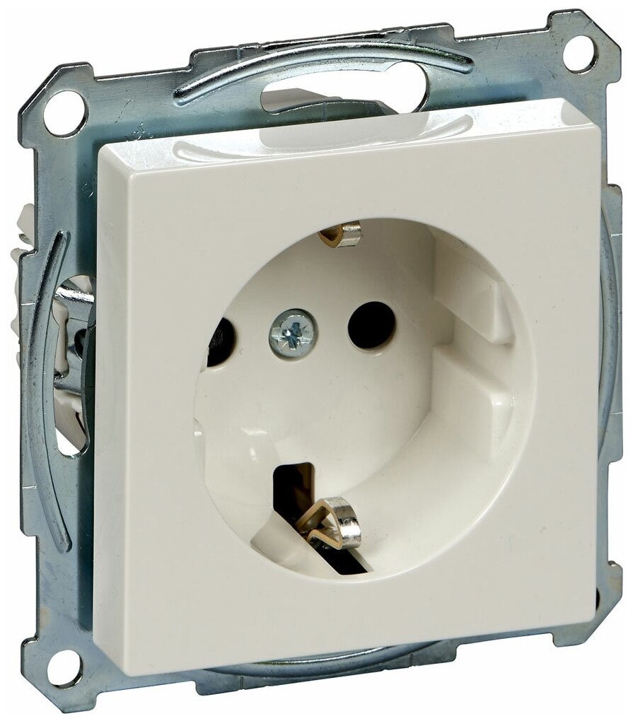 Розетка с заземлением с защитными шторками автозажим Merten System M Полярно-белый MTN2300-0319