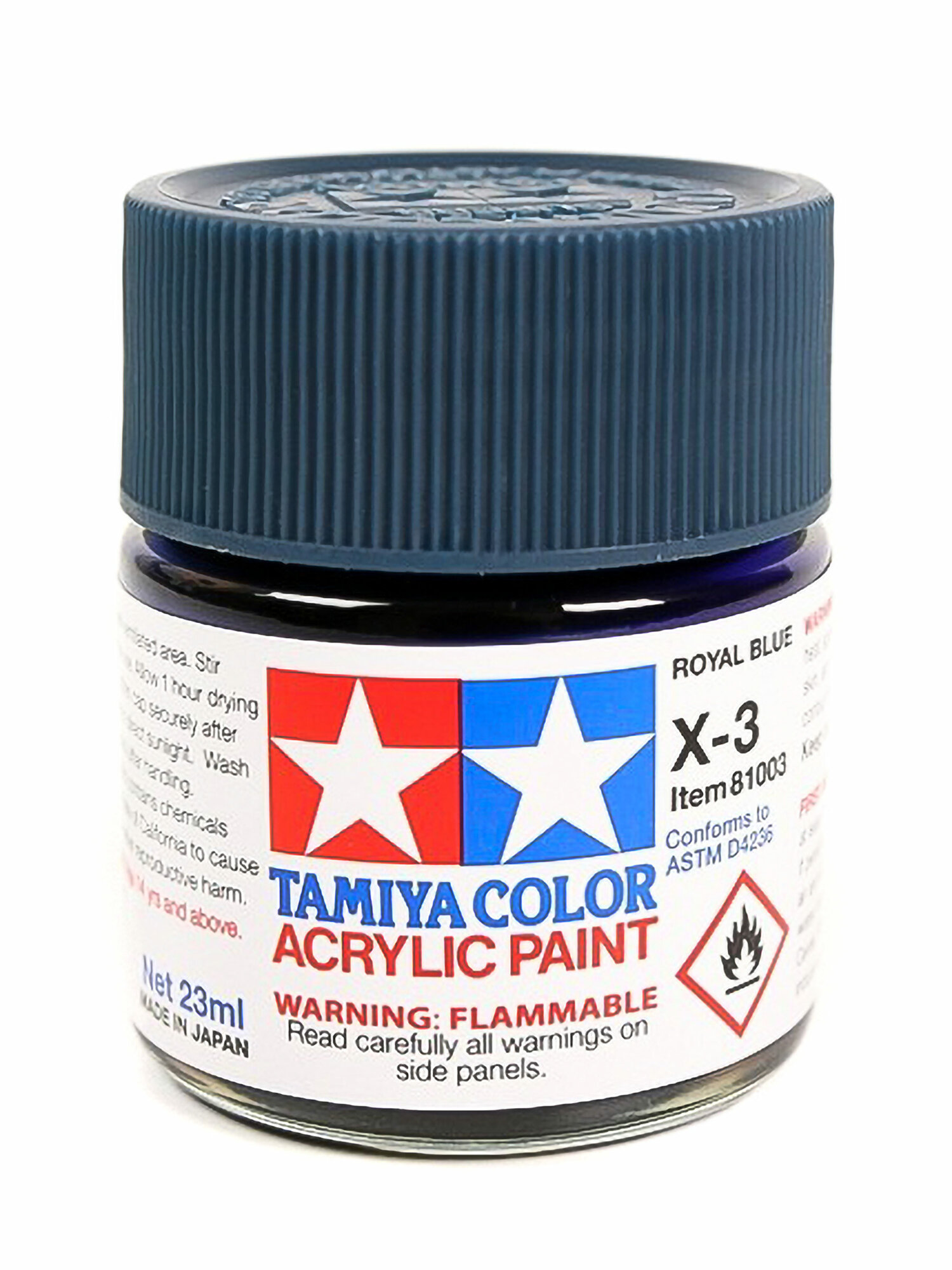 Краска акриловая Tamiya Color X-3 Royal Blue 81003 королевская синяя глянцевая, 23 мл