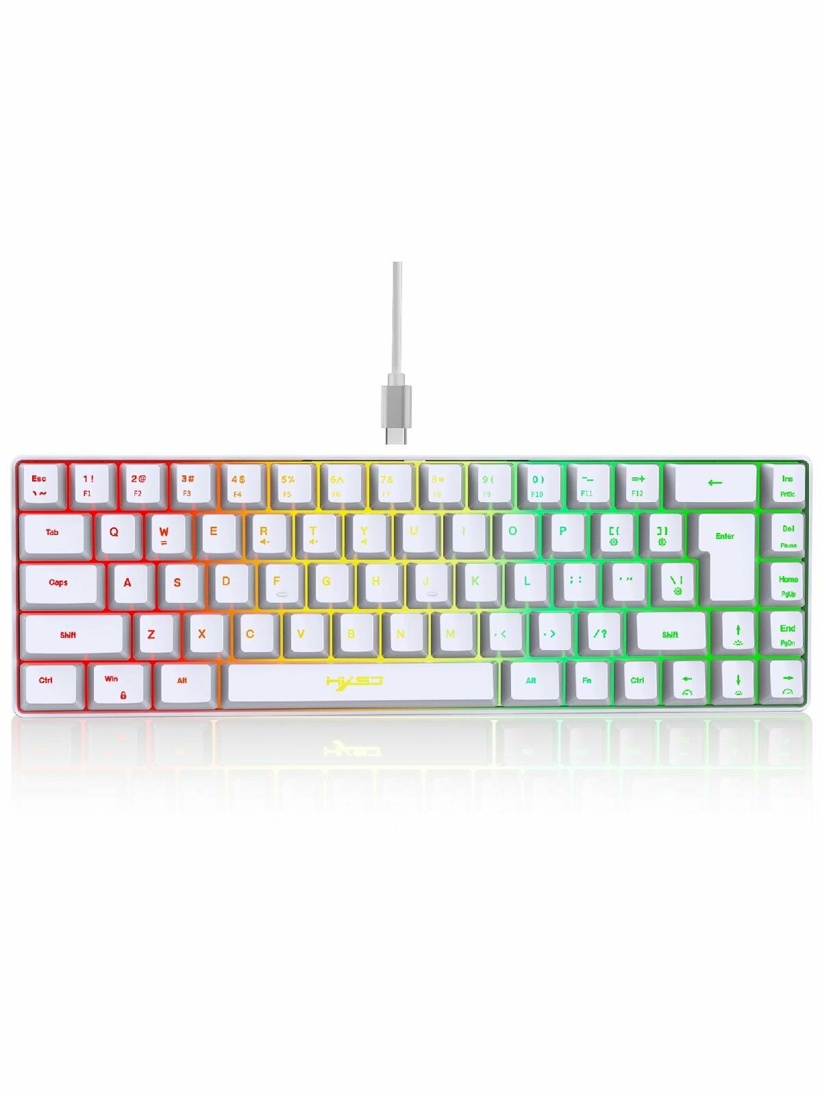 Mini RGB 60% Gaming Keyboard, 68 Keys Small Compact USB Wired Rainbow Light Up Backlit Gaming Keyboard for Laptop Gamer