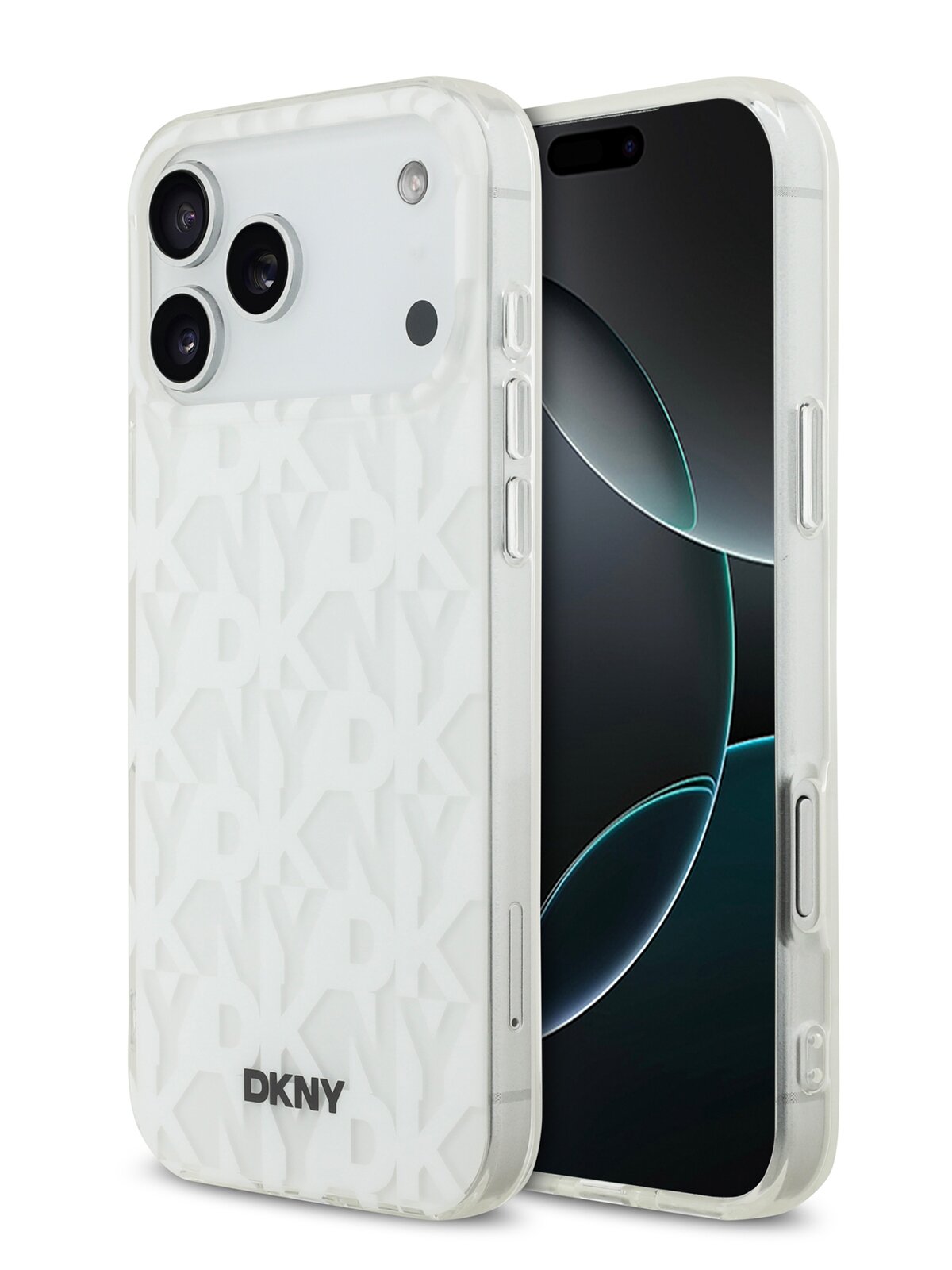 DKNY чехол для iPhone 17 Pro Max, IML принт Double layer Grid Pattern, белый