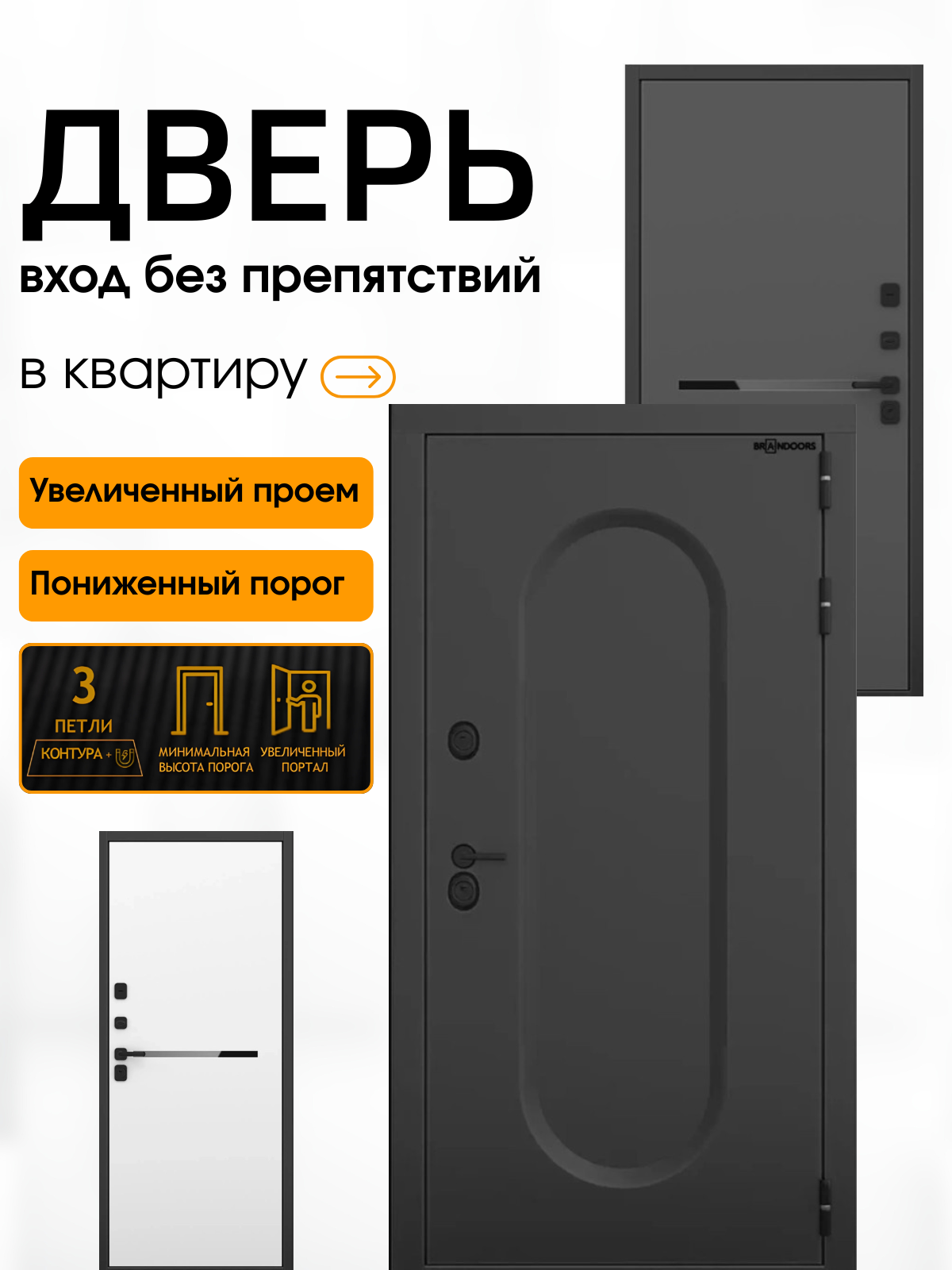 Дверь входная металлическая мемфис с внутренней панелью 073- Антрацит, размер по коробке 960х2050, правая.