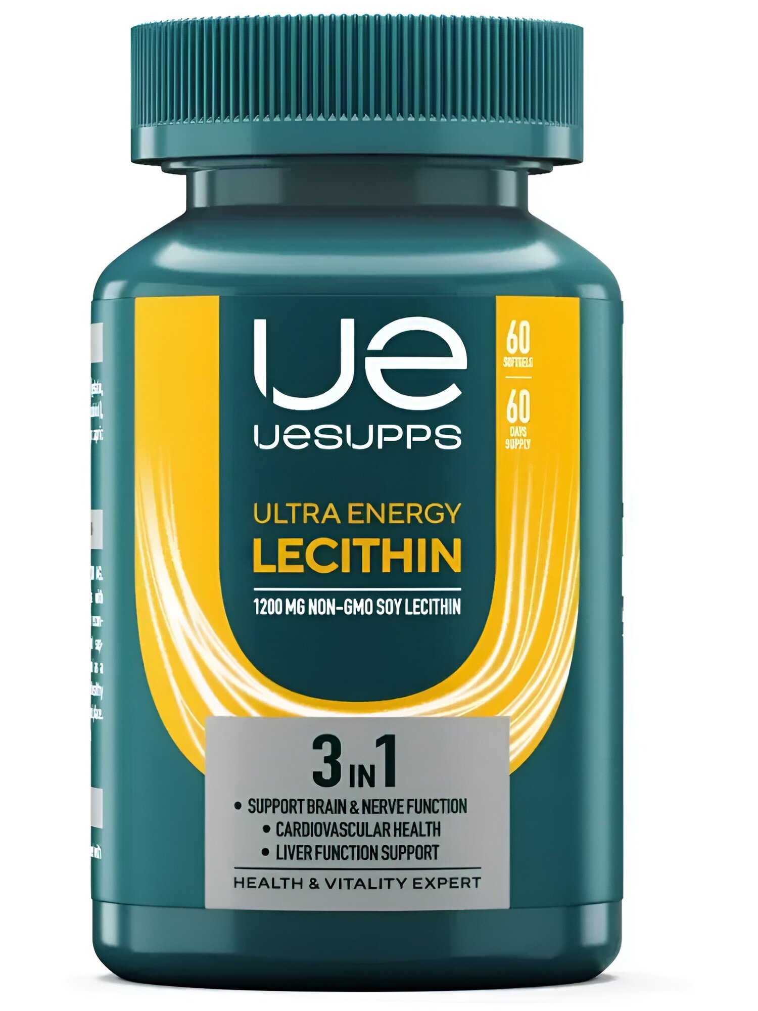 Лецитин UESUPPS "Ultra Energy", защита печени, поддержка мозга, 60 капсул