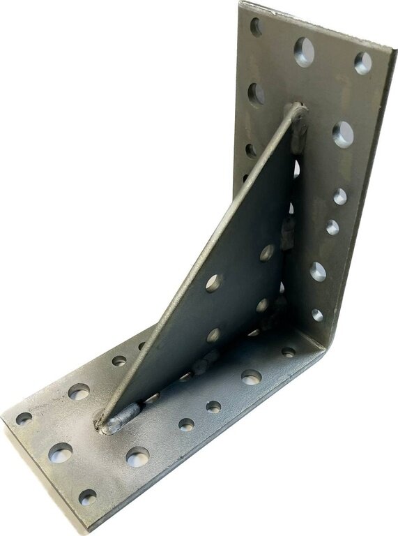 200x200x100x6 мм , Уголок крепёжный с ребром жесткости, оцинкованная сталь,