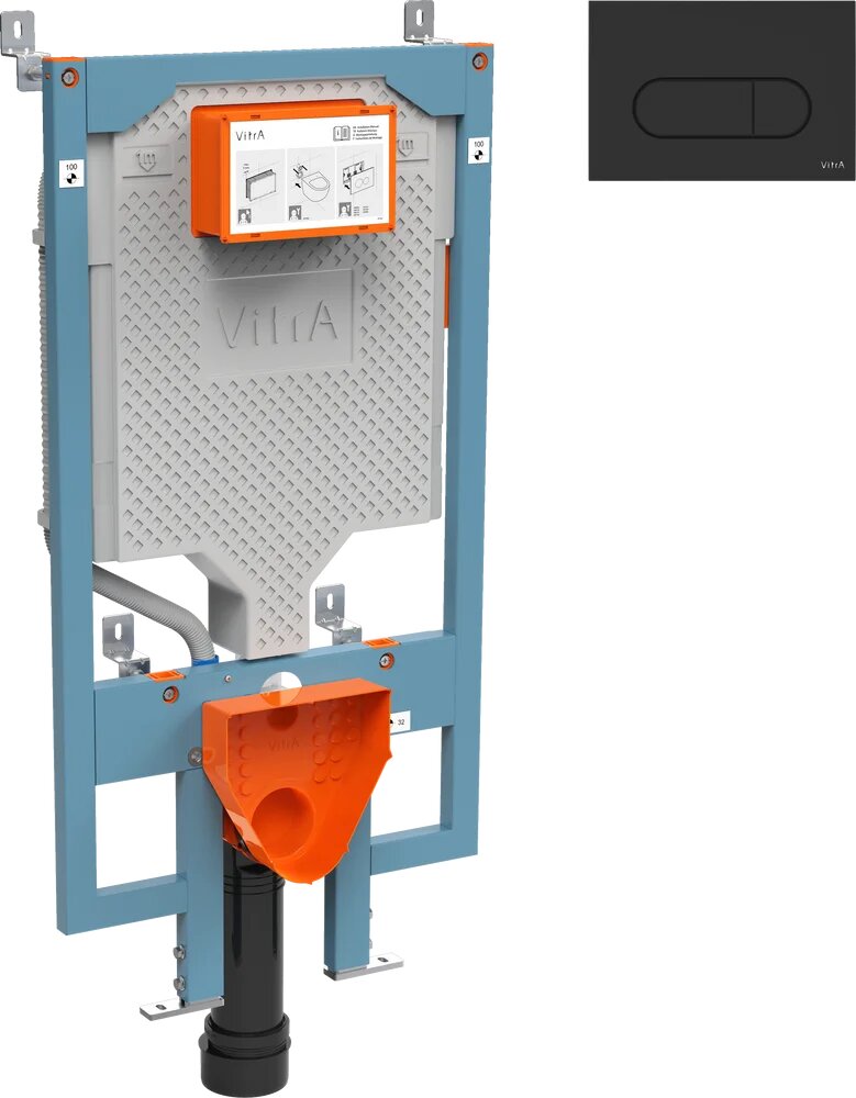 Комплект Инсталляция VitrA Vpro 765-5800-01 / Кнопка Root Round 740-2211 цвет матовый черный