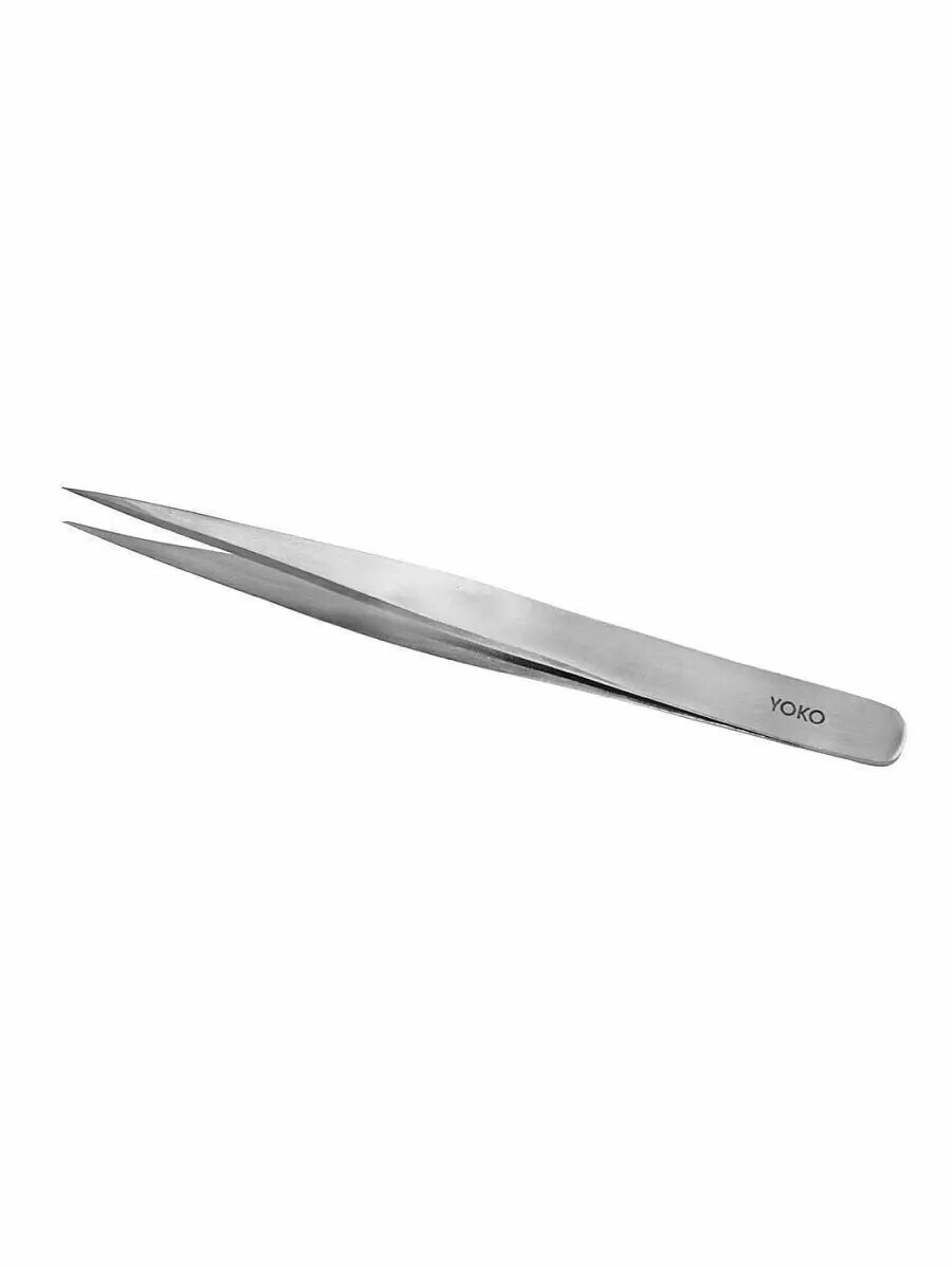 Пинцет для бровей Yoko 005 SP, нержавеющая сталь, прямой край, серебристый