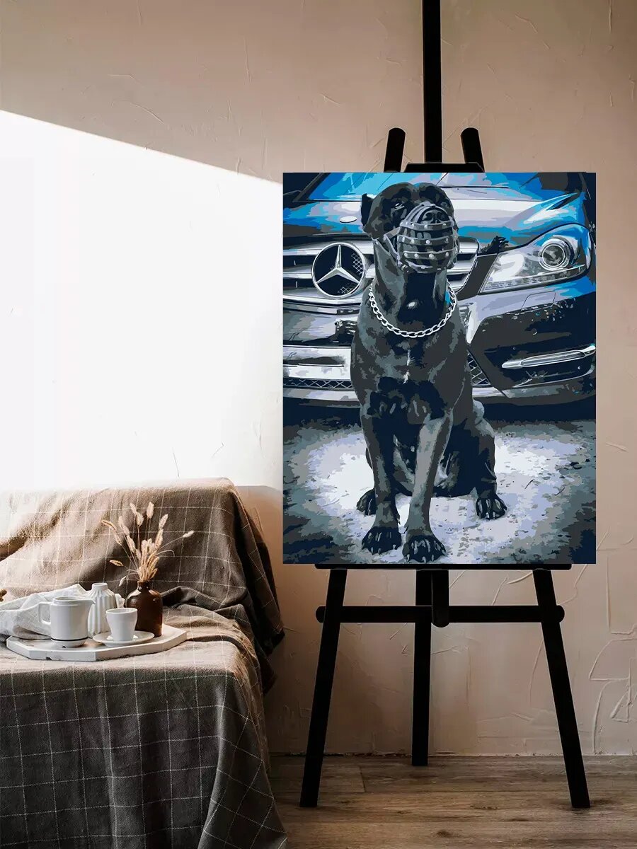 Картина по номерам Мерседес Машина Животное Доберман
