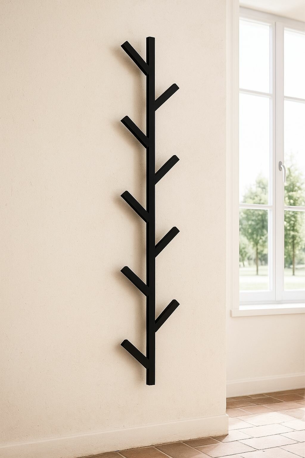 Вешалка настенная "Ёлочка", металл, 60 см х 10 см х 4 см, 8 крючков, черная