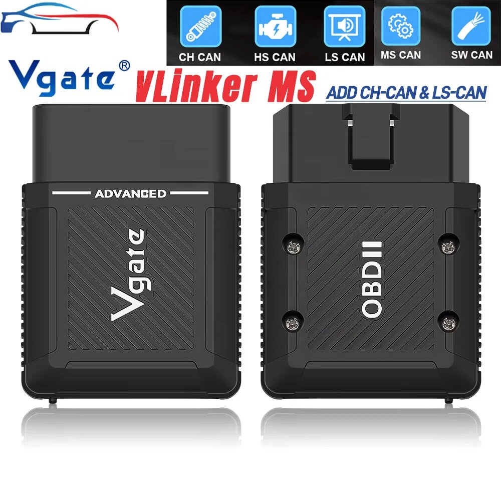 Vgate vLinker MS Модернизированный сканер OBD 2, Bluetooth V2.3 OBD2, автомобильный диагностический инструмент, считыватель кодов OBD, pk ELM327 для iOS/Android/ПК