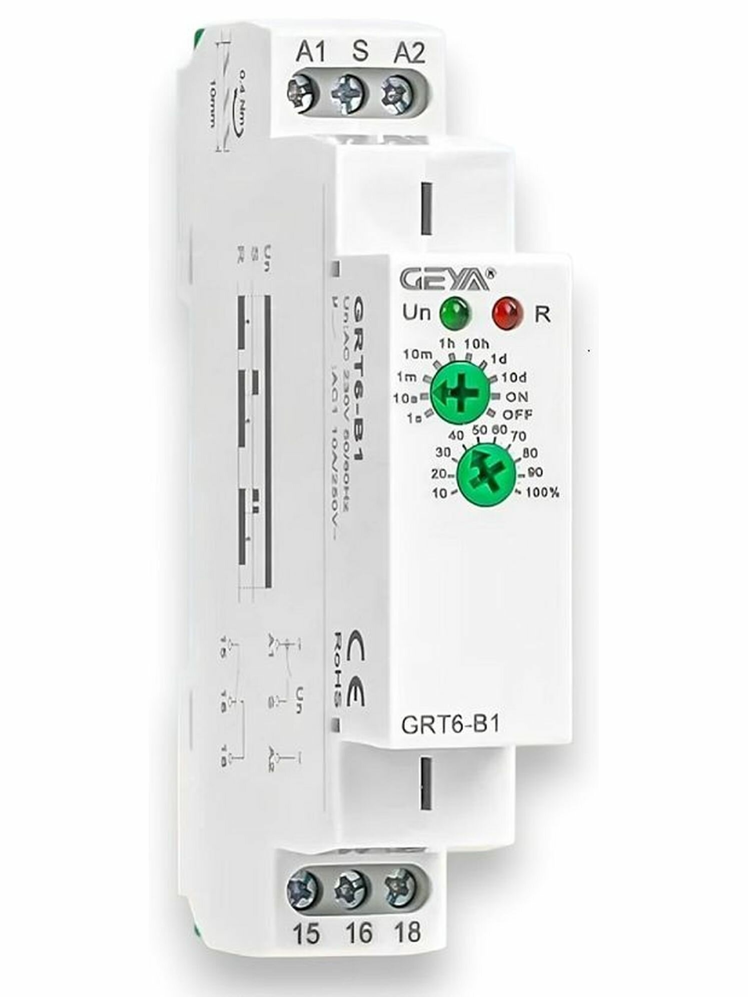 Модульное реле времени с задержкой на выключение 230V AC Geya GRT6-B1