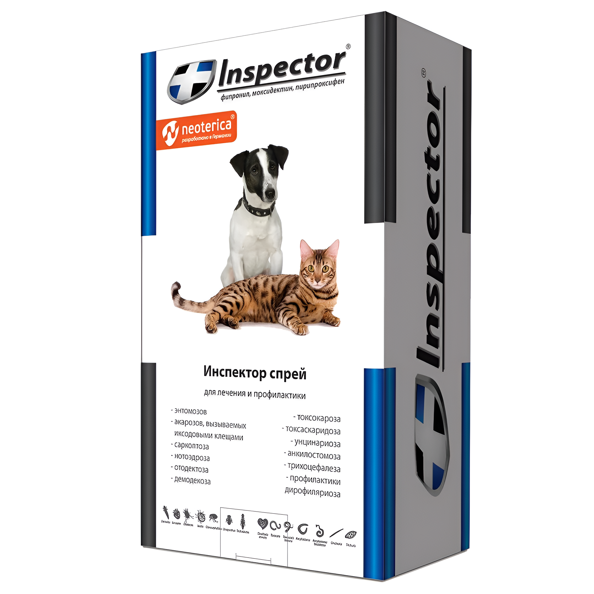 Спрей Inspector для кошек и собак, от внешних и внутренних паразитов, 100 мл