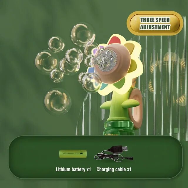 Мыльный пузырь, танцующий подсолнух, пузырьковый пистолет, автоматический электрический генератор пузырей, детские игрушки, летние игры на открытом воздухе, игрушки для мальчиков и девочек, Зеленый, Унисекс