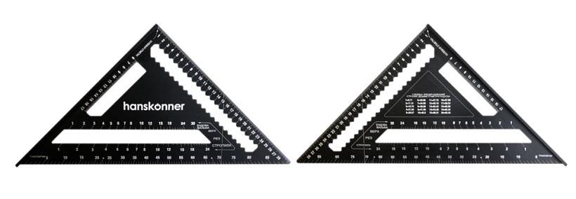 Угольник строительный 300 мм Hanskonner HK2020-07-300 алюминиевый сплав, чёрный анодированный