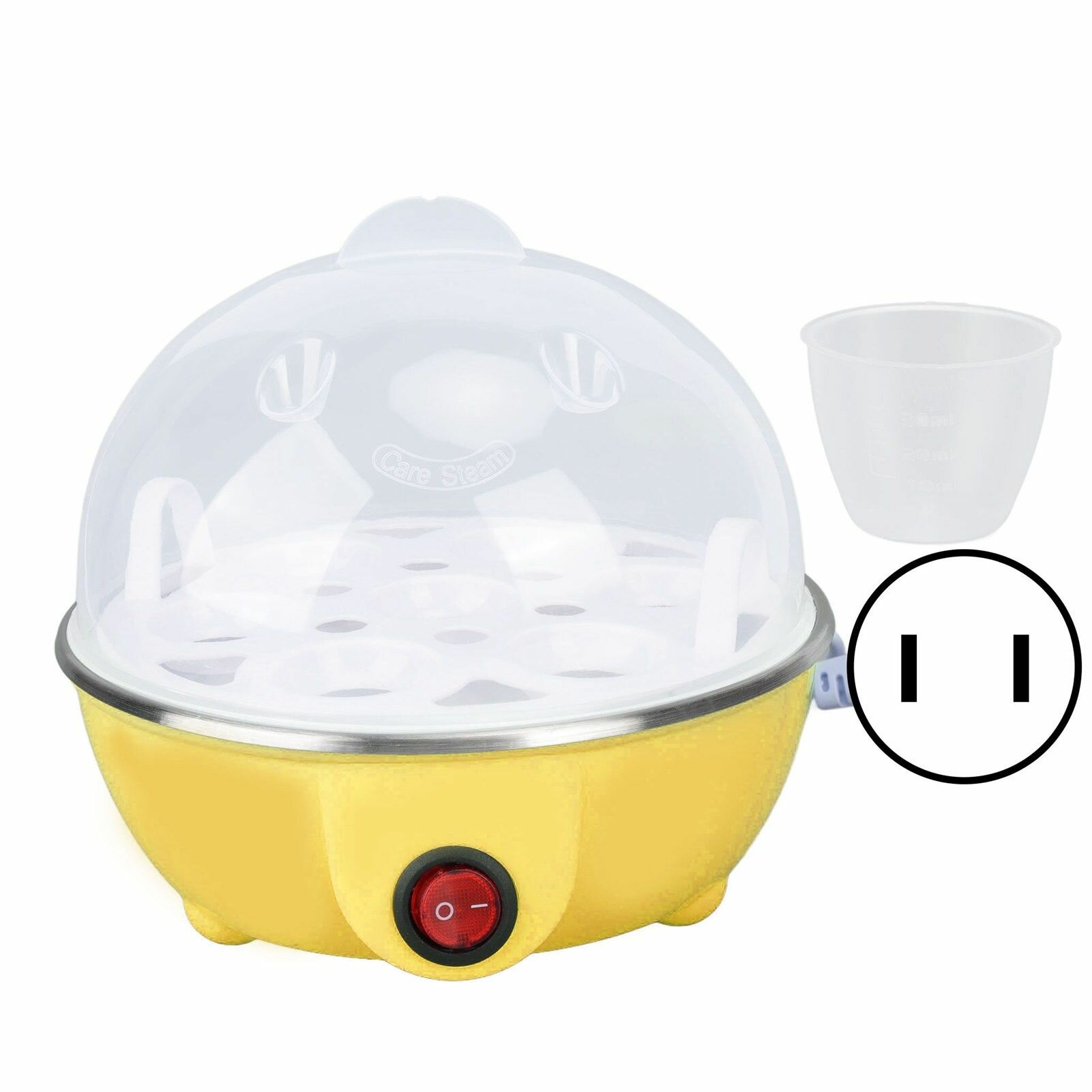 Куриная яйцеварка для приготовления до 7 больших вареных яиц, защита от сухого горения, автоматическое отключение, яйцеварка-браконьер с нагревательной пластиной, вилка стандарта США, 110 В, желтый