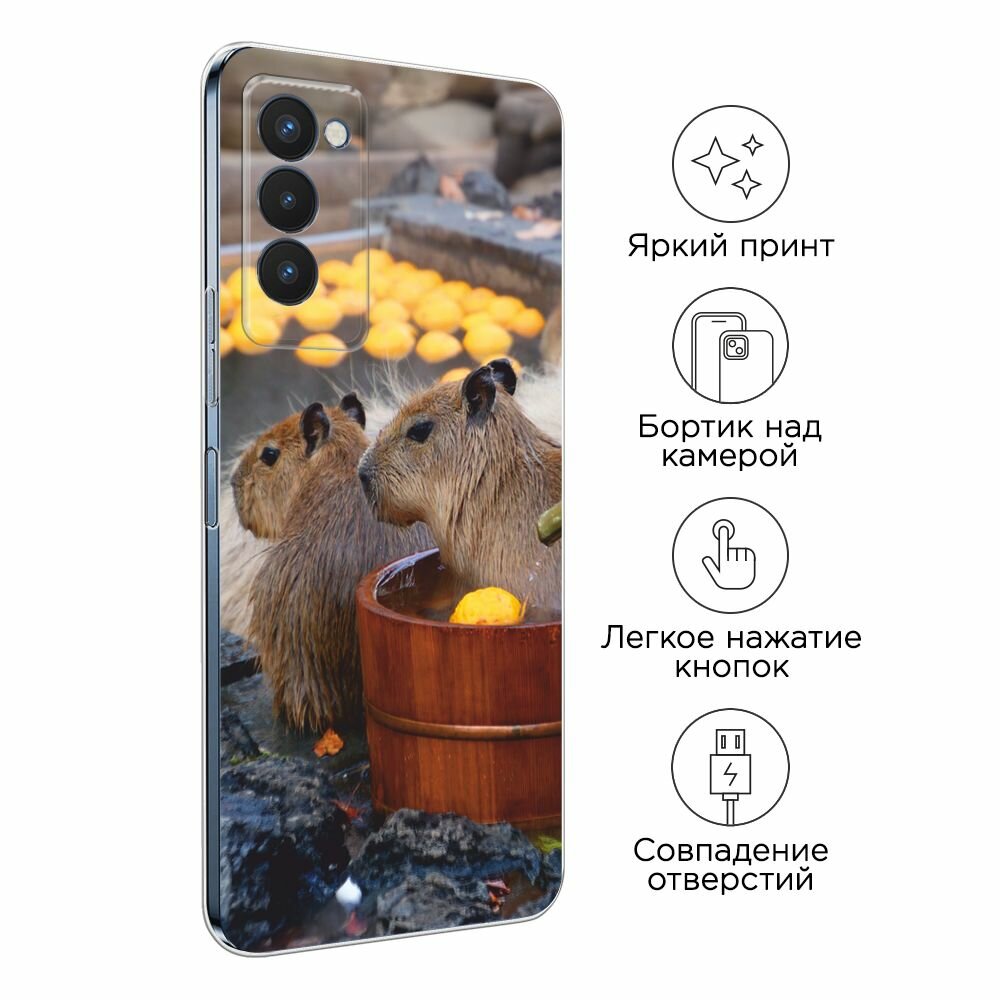 Чехол на Tecno Camon 18P / Техно Камон 18Р с принтом "Капибары отмокают" — фото 1