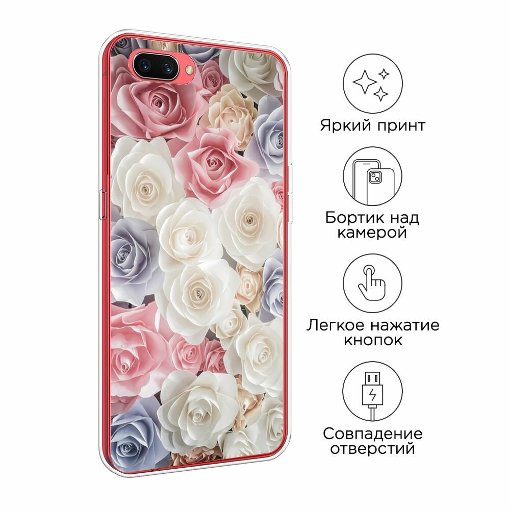 Силиконовый чехол на Oppo A3s / Oppo A3s с принтом "Пастельные розы" — фото 1
