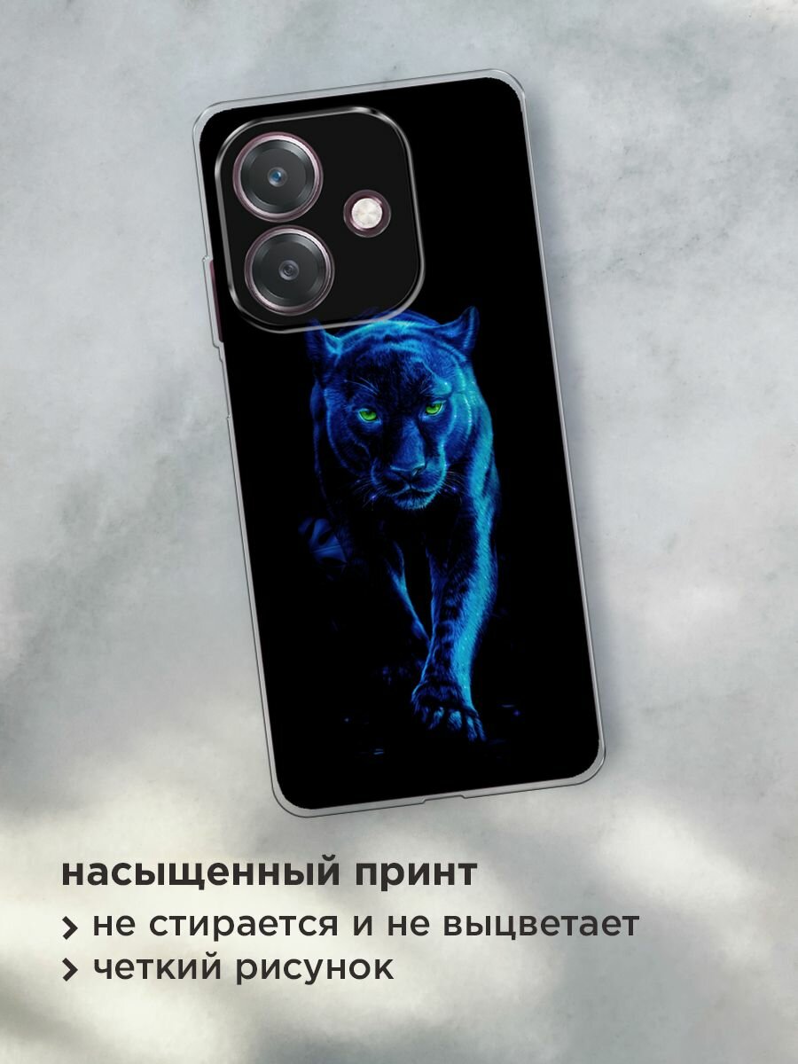 Чехол на Oppo A3/A3x / Оппо А3/A3x с принтом "Пантера в лунном свете" — фото 1