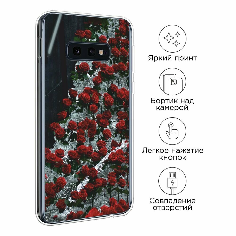 Чехол на Samsung Galaxy S10E / Самсунг Галакси S10E с принтом Цветущие алые розы — фото 1