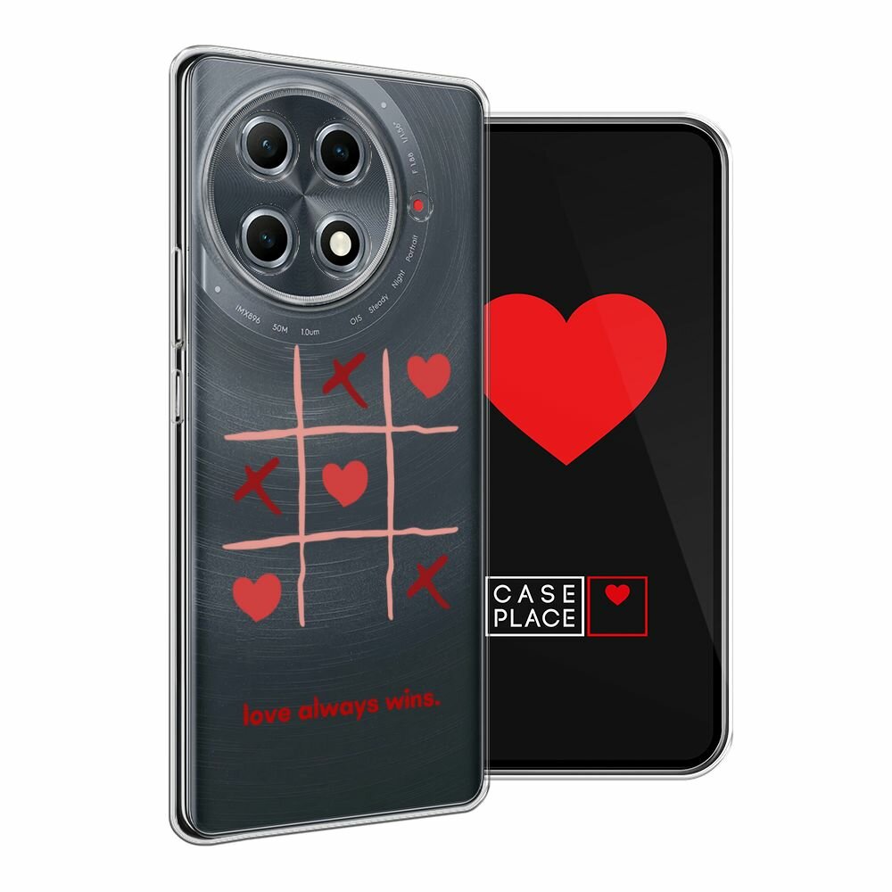 Чехол на Tecno Camon 30S Pro / Текно Камон 30S Про с принтом "love always wins - 14 февраля", прозрачный — фото 1