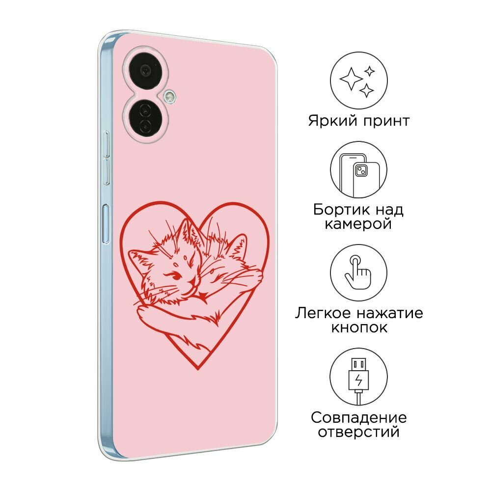 Чехол на Tecno Camon 19 Neo / Техно Камон 19 Нео с принтом "Влюблённые котики рисунок 1 - 14 февраля" — фото 1