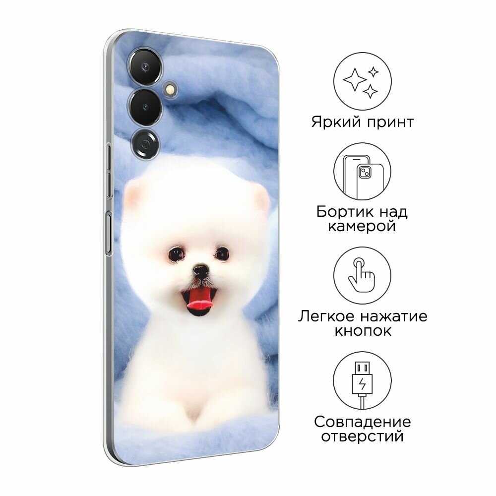 Силиконовый чехол на Tecno Pova 4 / Текно Пова 4 с принтом Белый пёсик — фото 1