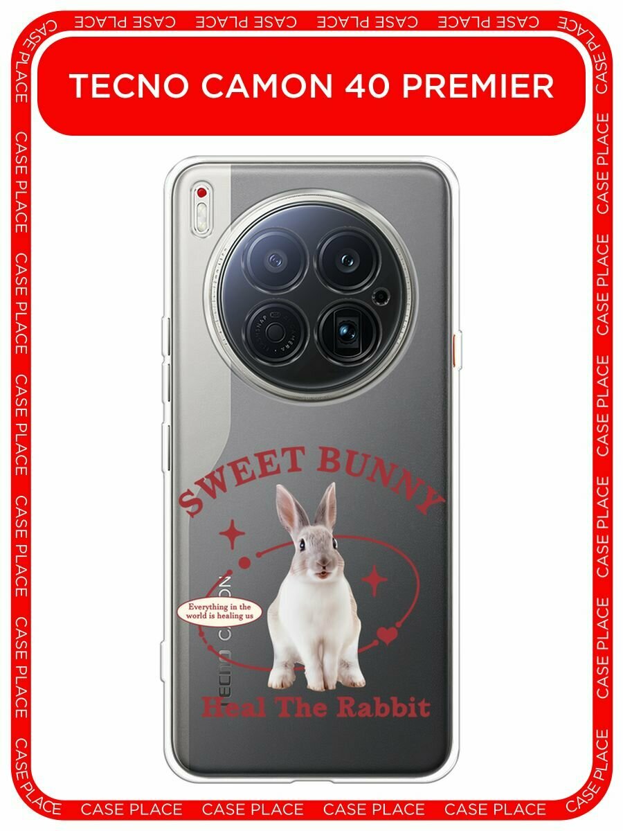 Чехол на Tecno Camon 40 Premier / Текно Камон 40 Премьер с принтом "Heal the rabbit", прозрачный