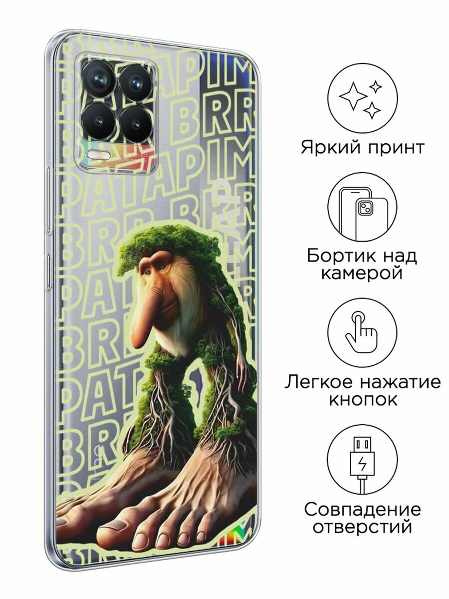 Чехол на Realme 8/8 Pro / Реалми 8/8 Про с принтом "Брр брр патапим 2", прозрачный — фото 1